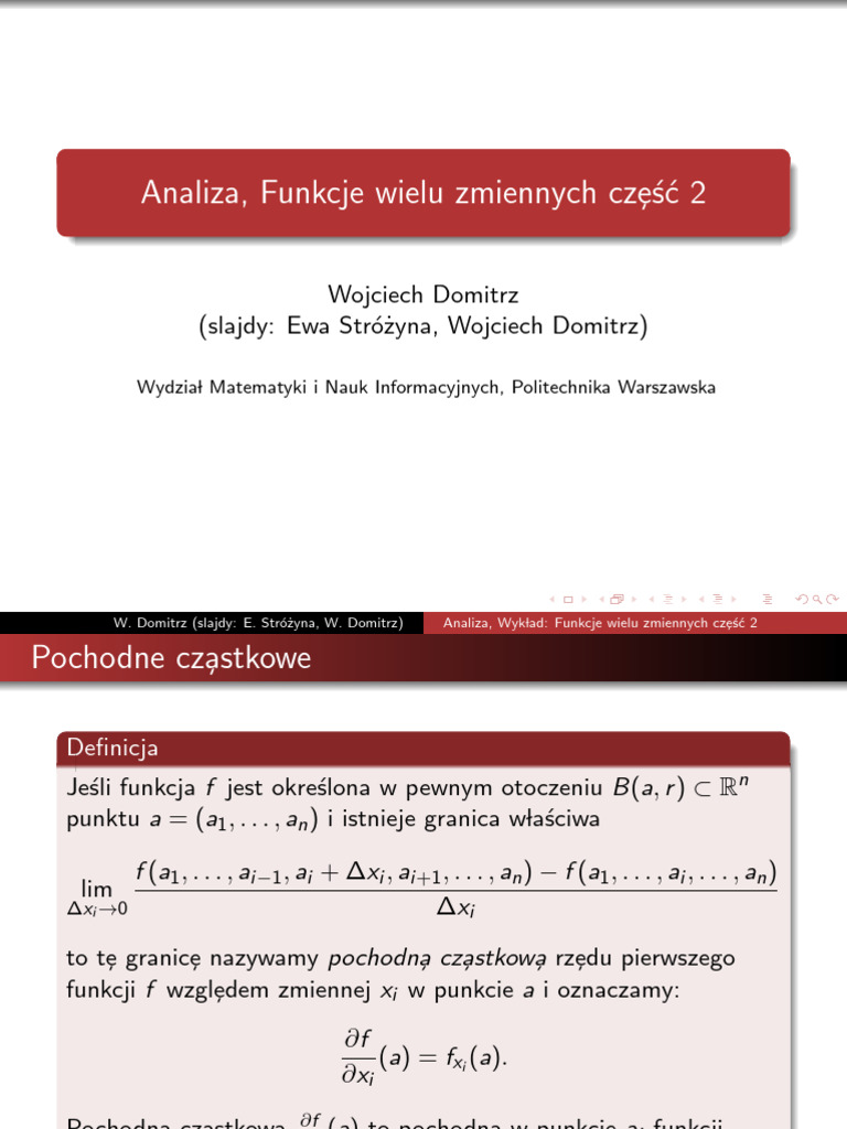 Funkcje Wielu Zmiennych cz.2 WD | PDF