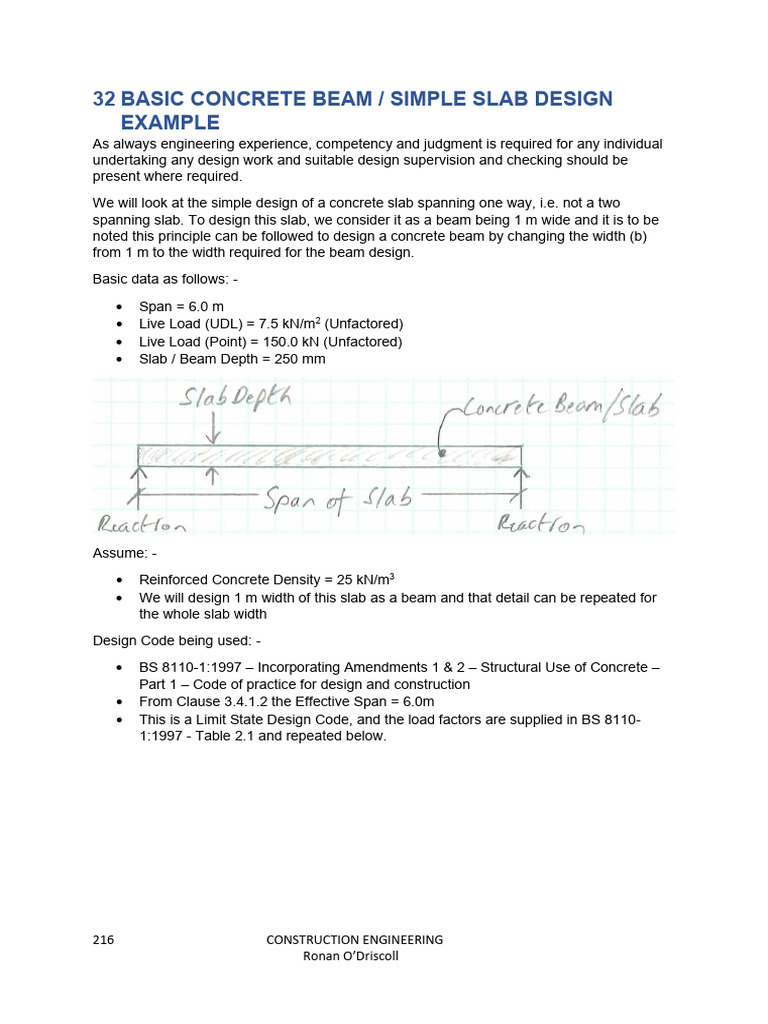 Basic Concrete Beam - Simple Slab Design Example | PDF | Building ...