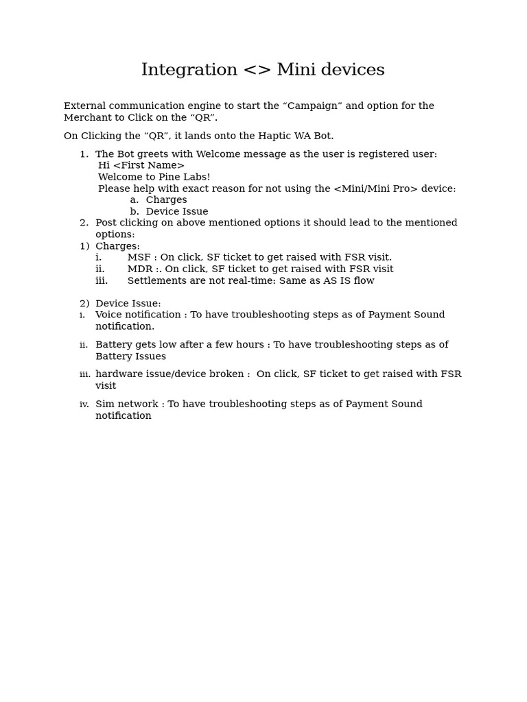 Pine Labs Mini Device Integration Guide | PDF