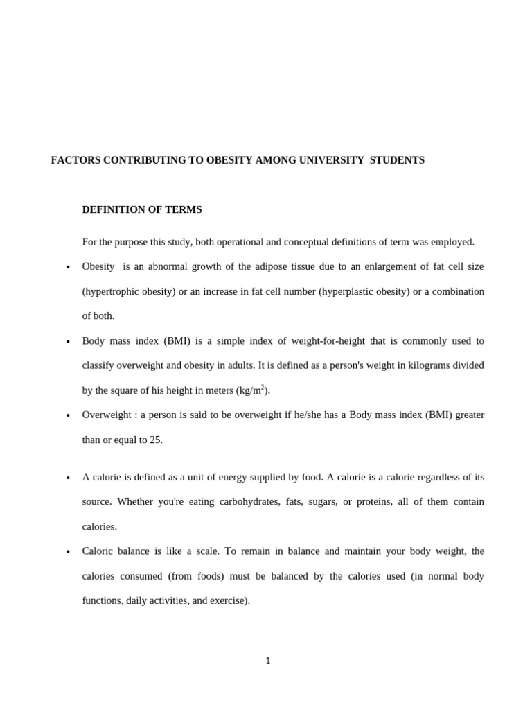 Factors Contributing To Obesity Among University Students | PDF ...