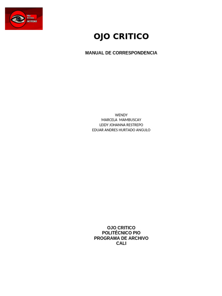Manual de Correspondencia Ojo Critico | PDF | Business
