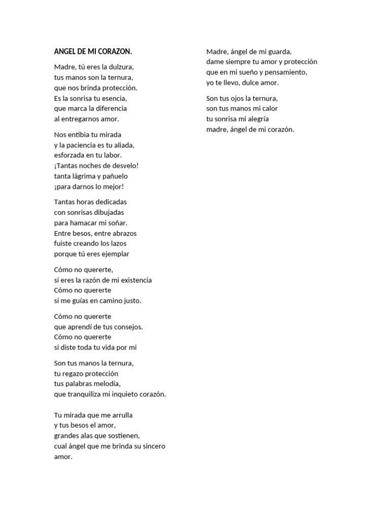 Ángel de Amor: Poema a Mamá | PDF