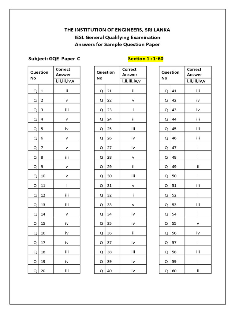Sample Question Paper Answers-Section 1 C | PDF