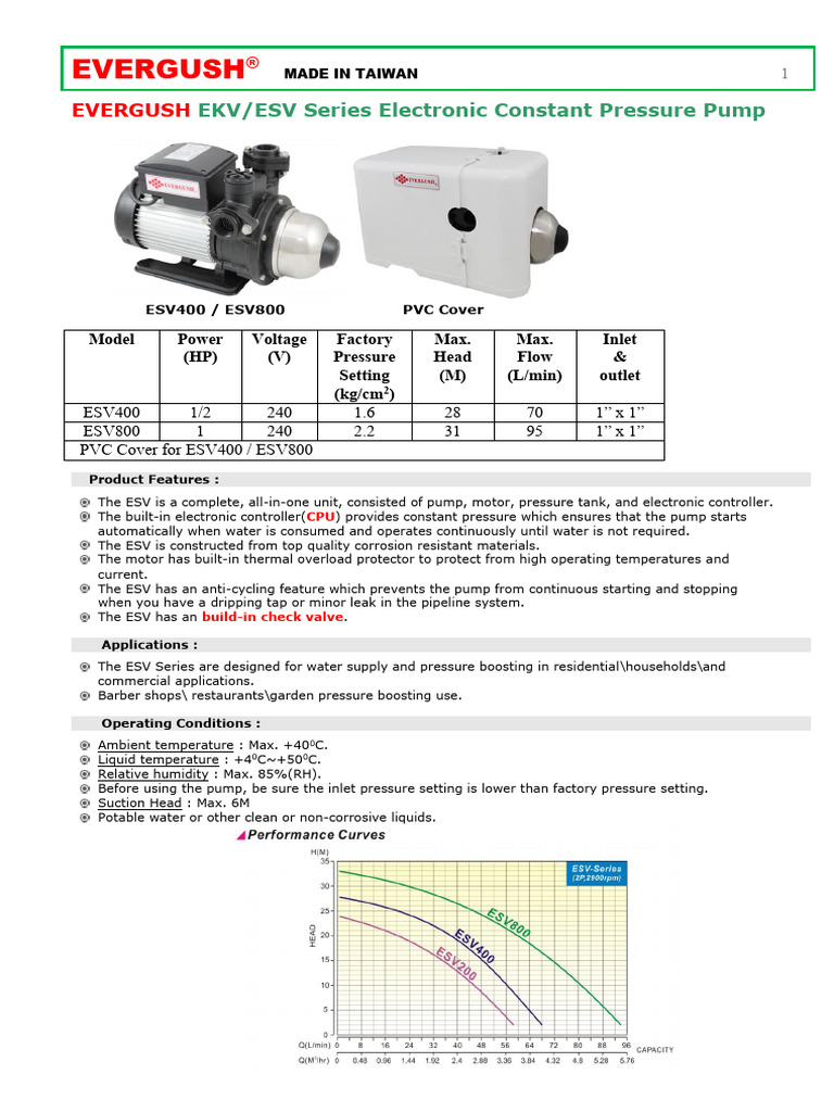 Evergush pump 4-18 | PDF | Pump | Water