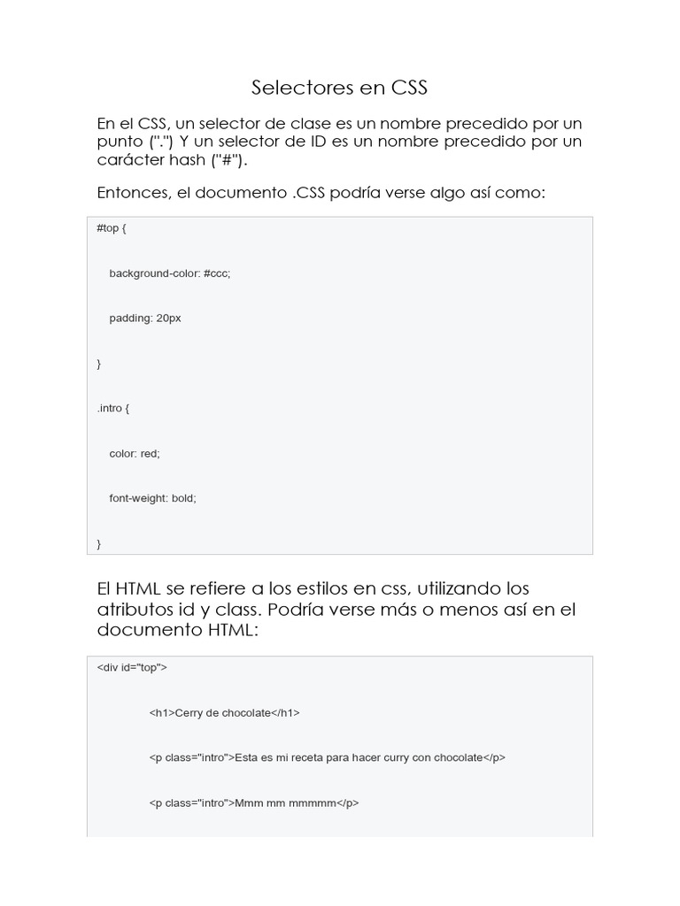 Tipos de Selectores | PDF | HTML | Informática