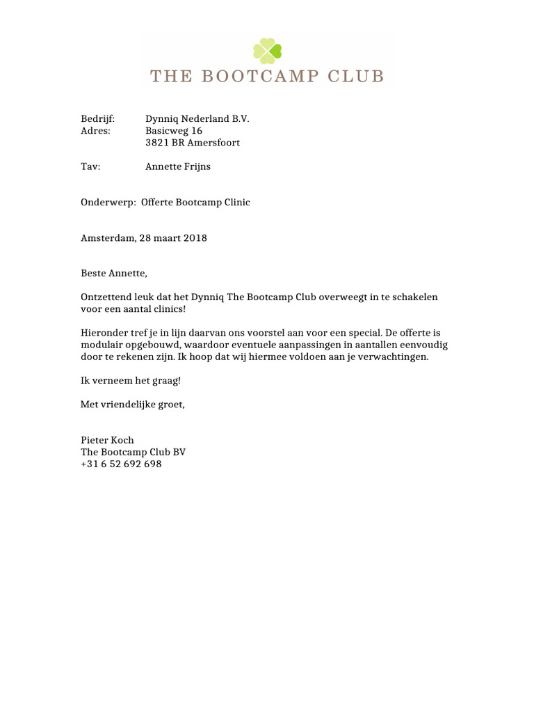 Offerte - Dynniq - Clinic - TBCC - 28-03-2018 | PDF