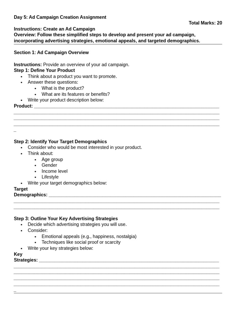 Ad Campaign Creation Assignment | PDF | Emotions | Advertising
