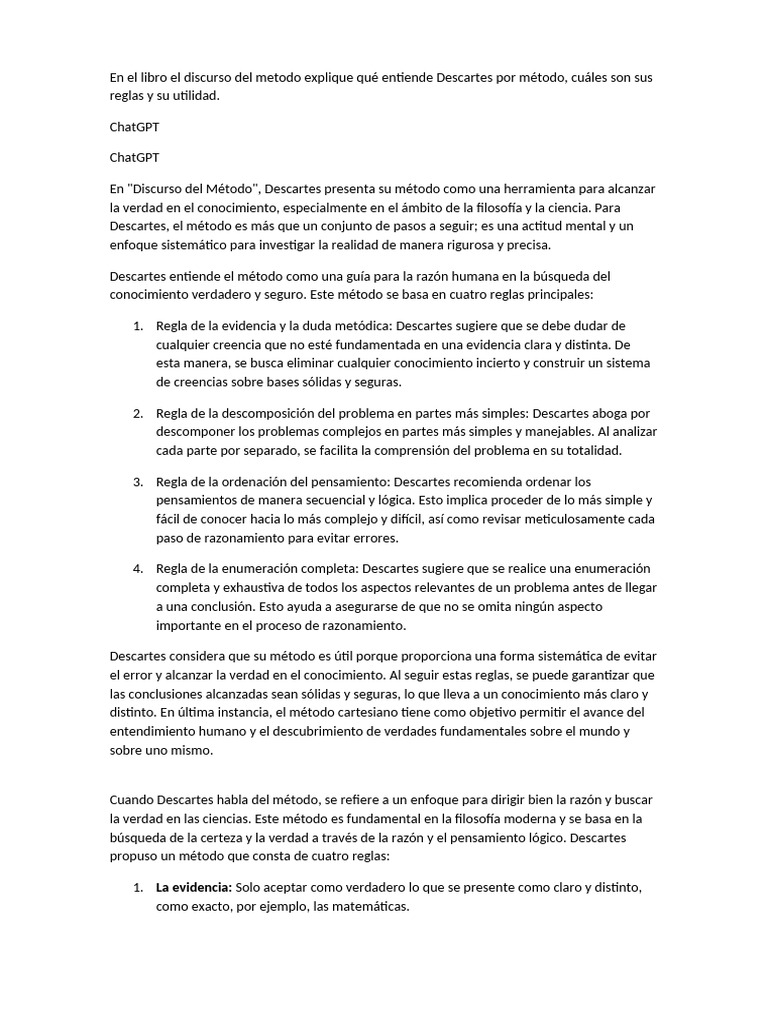 1 Descartes | PDF | René Descartes | Método científico