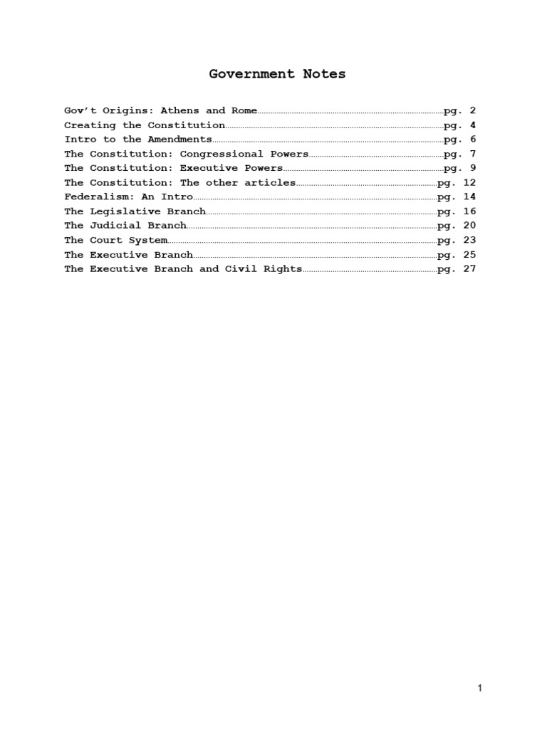 Government notes | PDF | Article One Of The United States Constitution ...