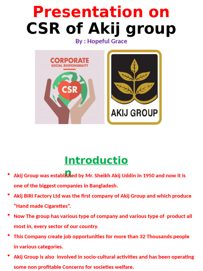 Akij Group's Corporate Social Responsibility | PDF | Corporate Social ...
