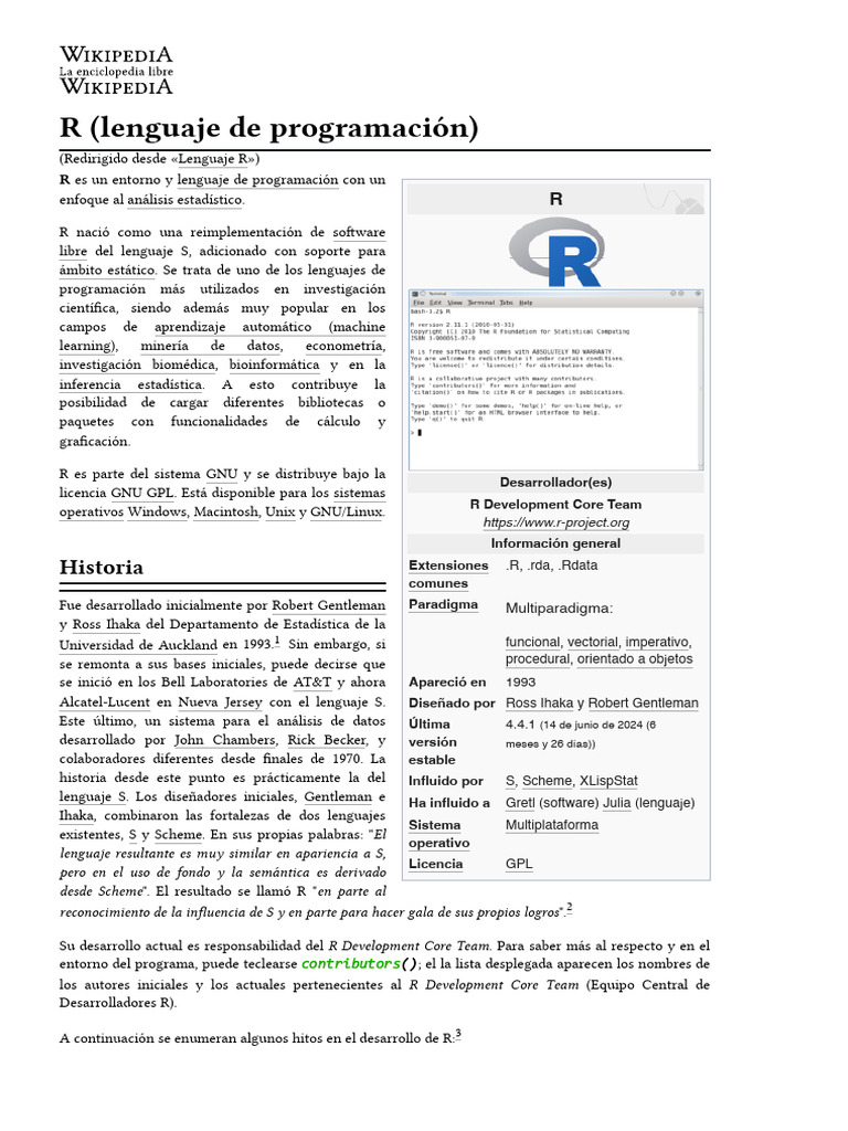 1 R Lang | PDF | R (lenguaje de programación) | Informática