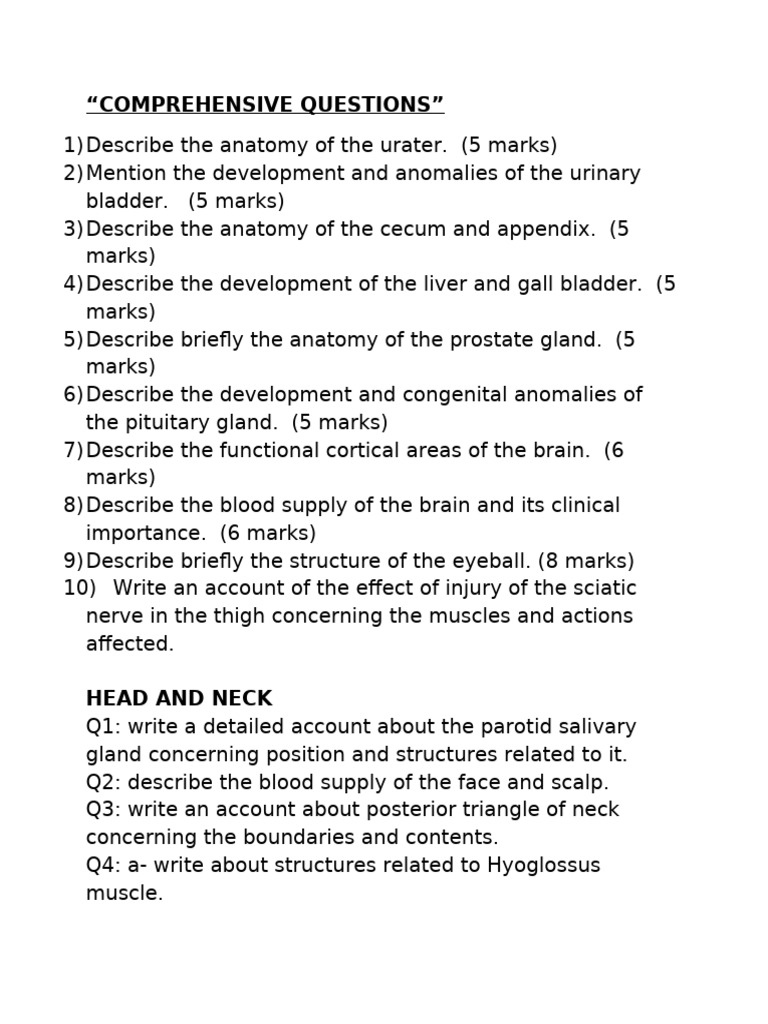 Comprehensive Questions | PDF