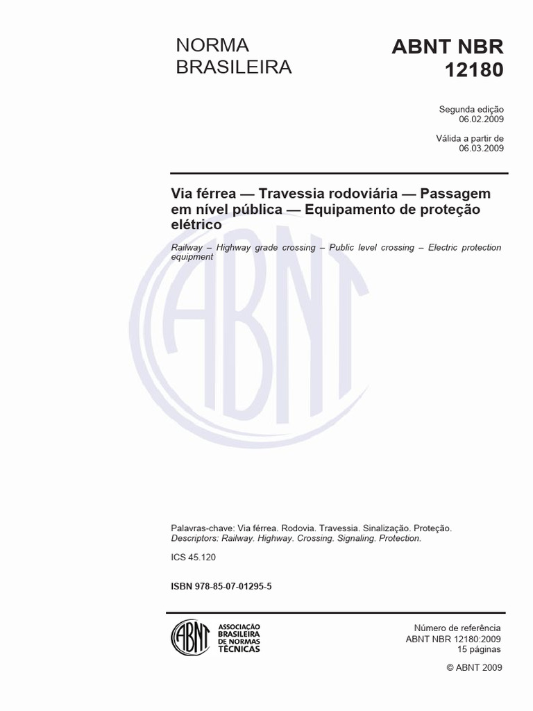 NBR 12180 2009 | PDF | Tráfego | Trem