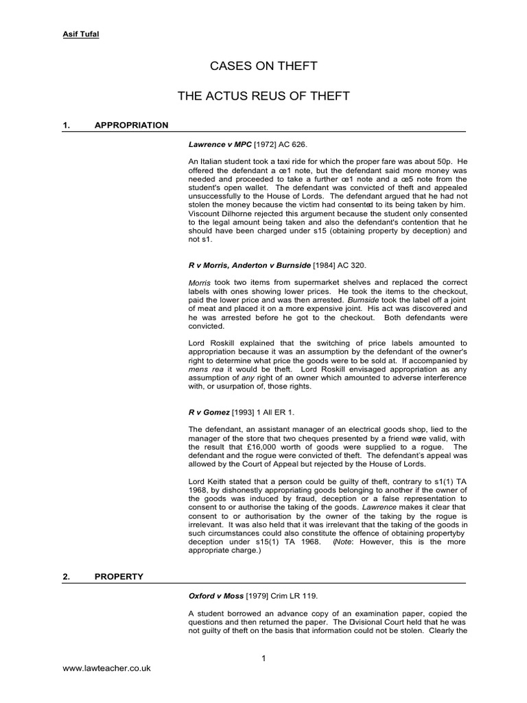 Theft Cases | PDF