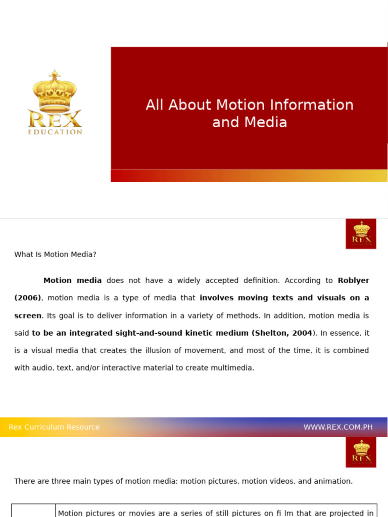 Understanding Motion Media Types | PDF | Animation | Learning