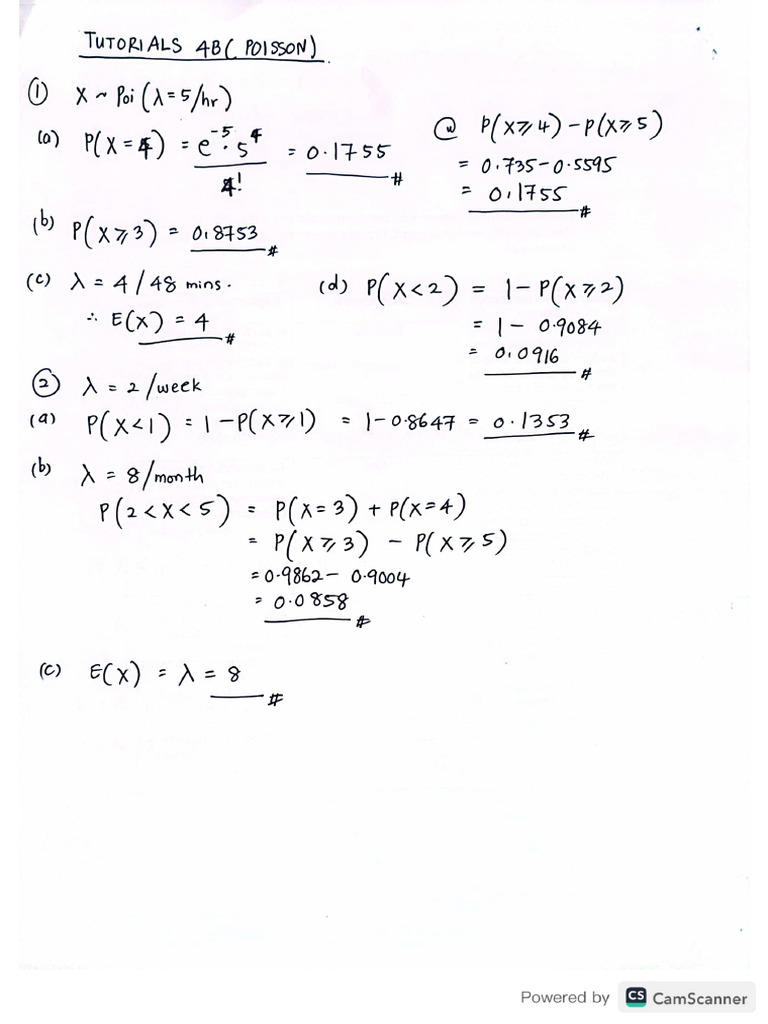 Answer Tutorial 4B (Poisson) | PDF