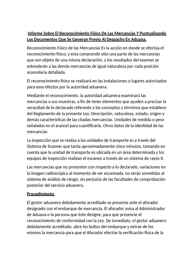 InformeLevantamiento Freddy - Sevilla | PDF | aduana