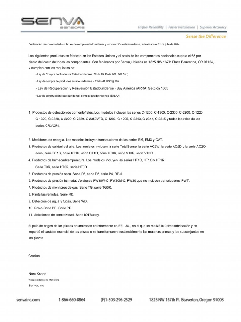 Senva BABAA Declaration-1 | PDF