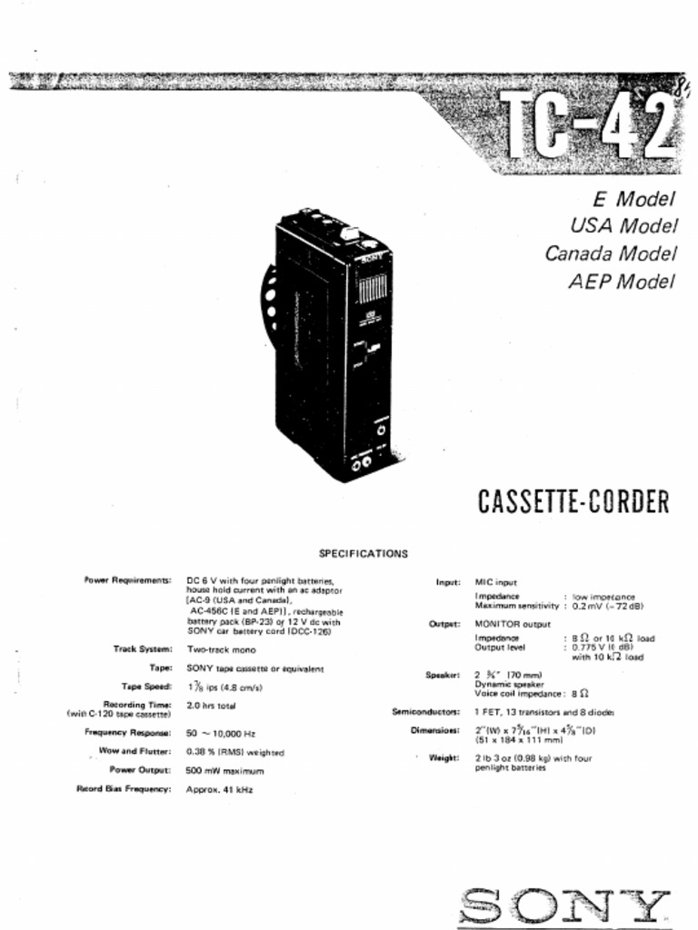 Sony tc-42 | PDF