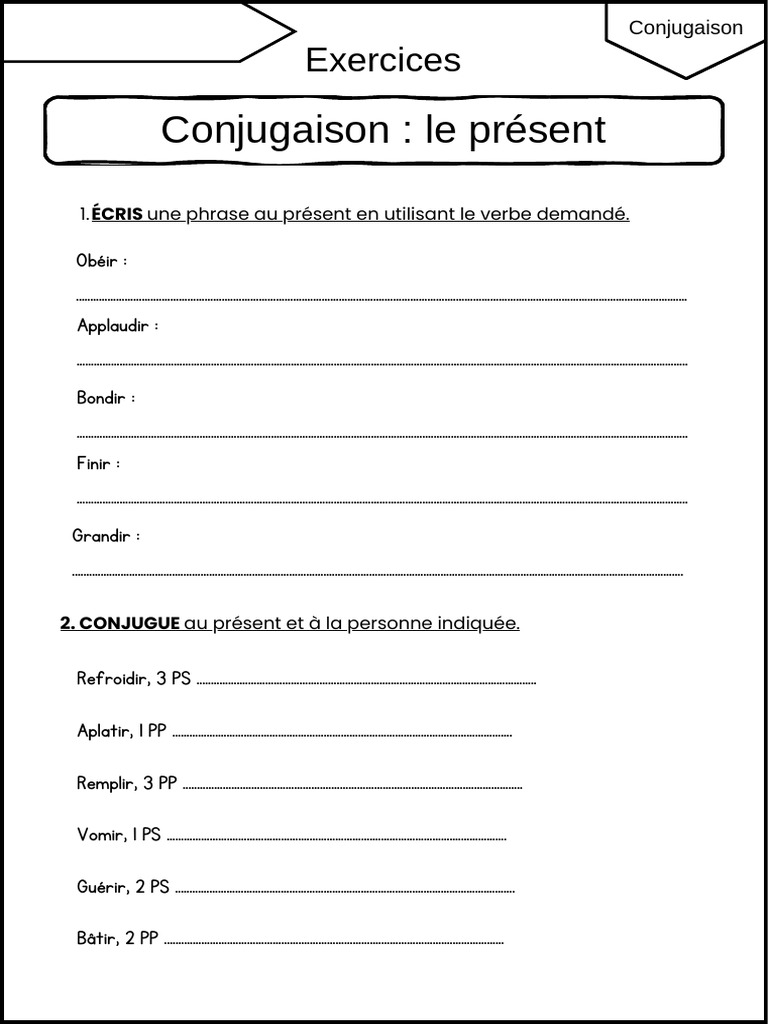 Conjugaison des verbes au présent | PDF | Conjugaison | Unités sémantiques
