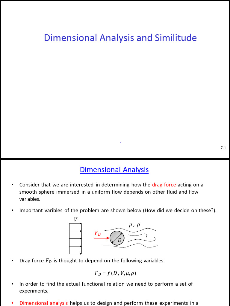 Similitude and Dimensional Analysis | PDF | Force | Drag (Physics)