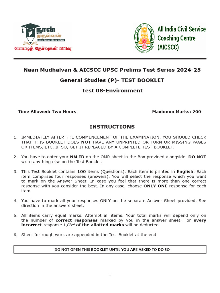 Upsc Prelims 2024 25 Environment Test Pdf World Food Programme