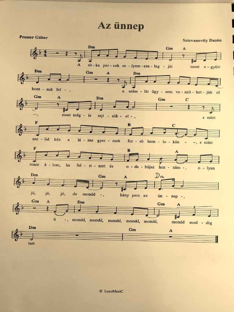 Zorán - Az Ünnep - Kotta | PDF