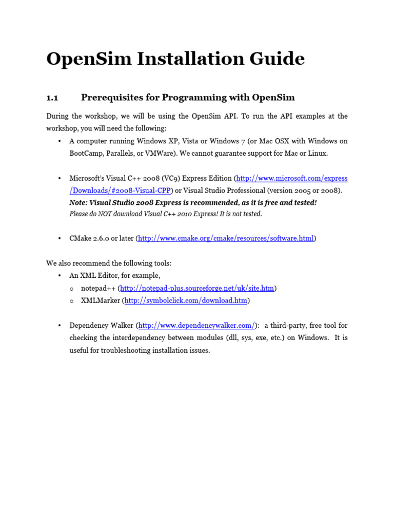 OpenSim Installation Guide - SIMPAR 2010-1 | PDF | Installation (Computer Programs) | Microsoft ...