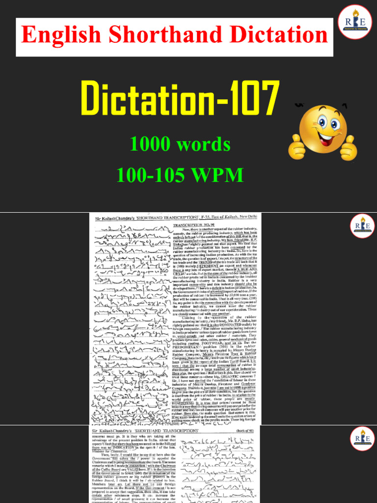 596 Shorthandआशुलिपि English Dictations Dictation 107 1000 | PDF