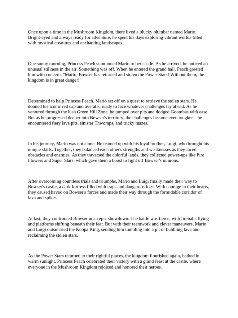 Super Mario Story - Edited | PDF | Mario | Video Game Gameplay