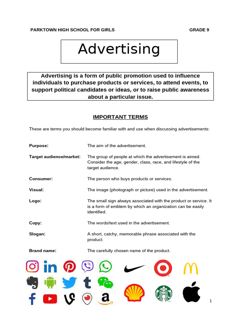 Grade 9 Advertising Techniques Guide | PDF | Advertising