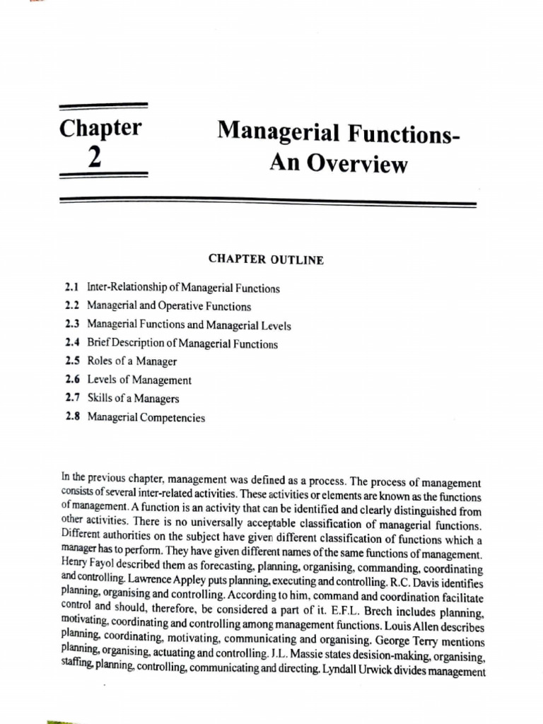 Ch-2 Managerial Function An Overview | PDF | Planning | Leadership