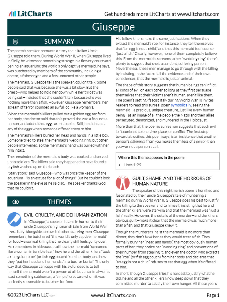 LitCharts Giuseppe | PDF | Guilt (Emotion) | Mermaid