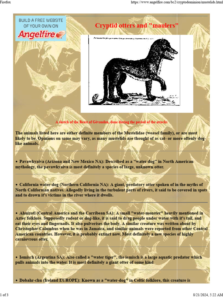 cryptid mustelids.html | PDF | Cryptozoology