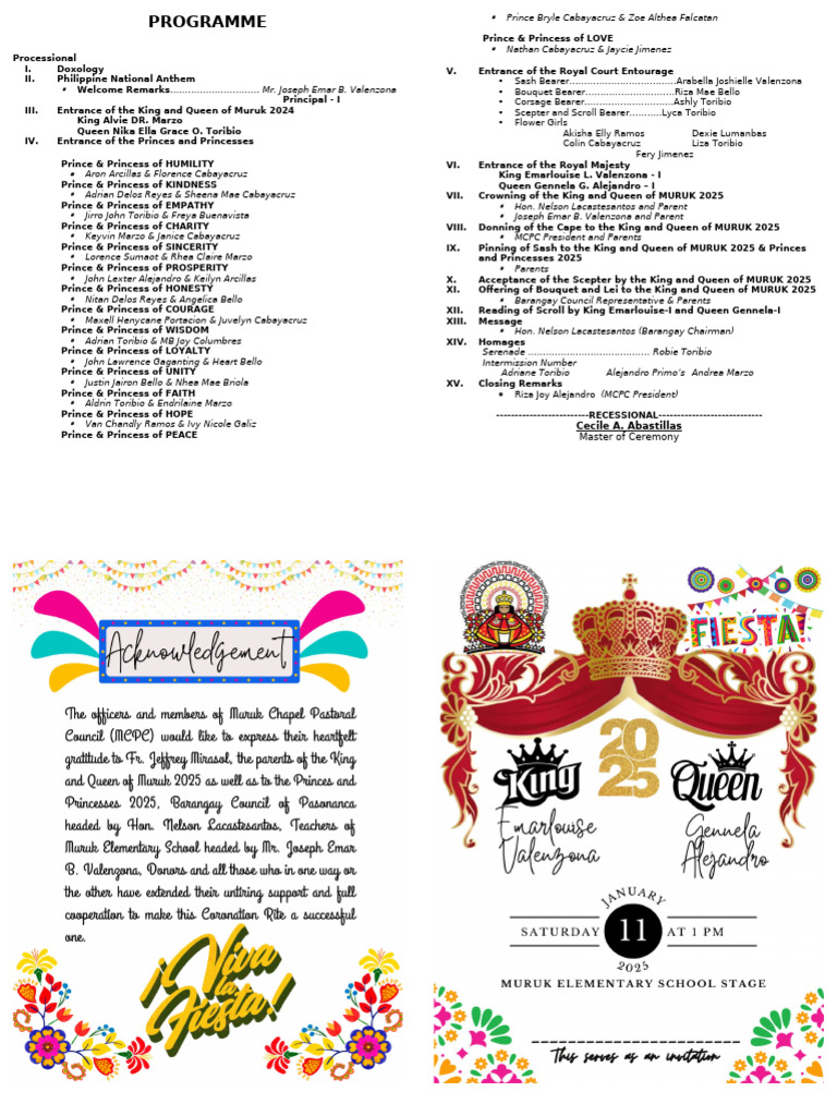 kING AND QUEEN OF MURUK 2025 | PDF