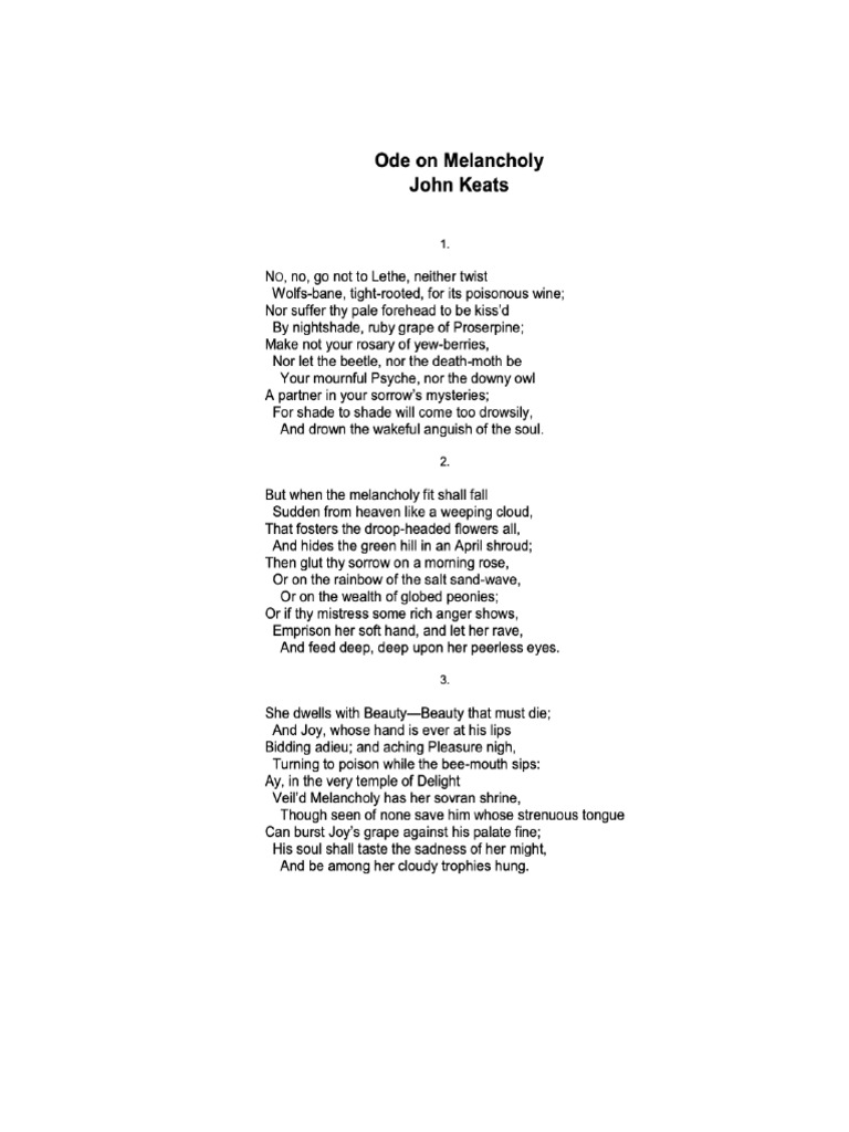 ENGL404 Keats Ode On Melancholy | PDF