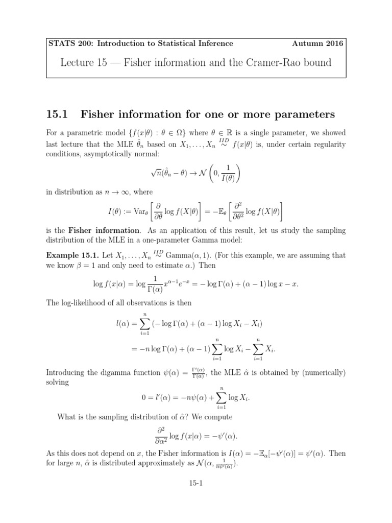 Lecture15_fisherinfo | PDF | Estimator | Bias Of An Estimator