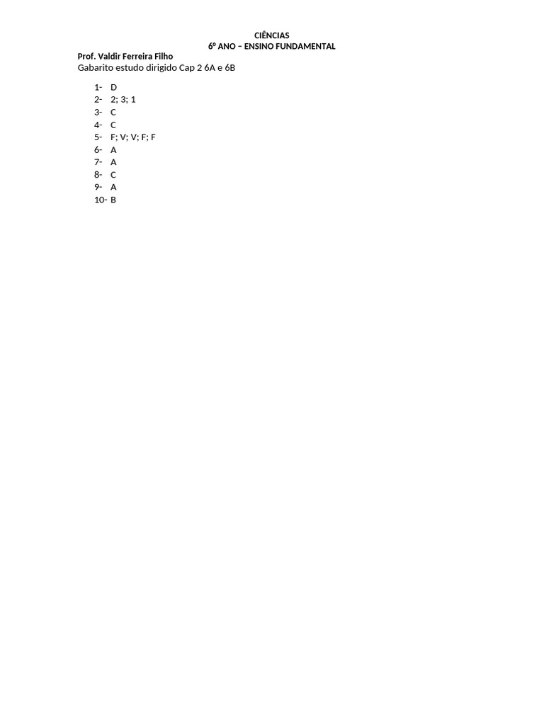 Gabarito Estudo Dirigido Cap 2 6a e 6b | PDF