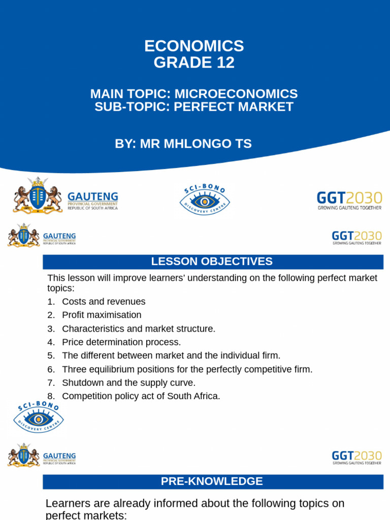 Gauteng Economics Presentation Perfect Markets May 2024 | PDF | Perfect ...
