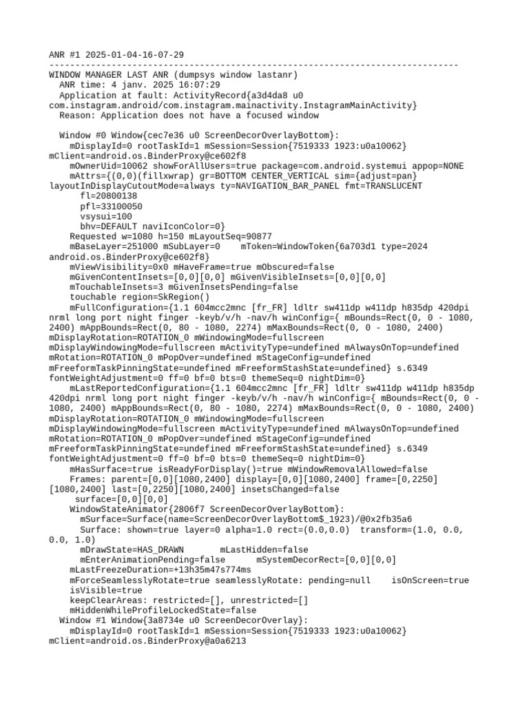 Dumpsys ANR WindowManager | PDF | Embedded Linux Distributions | Alphabet Inc.