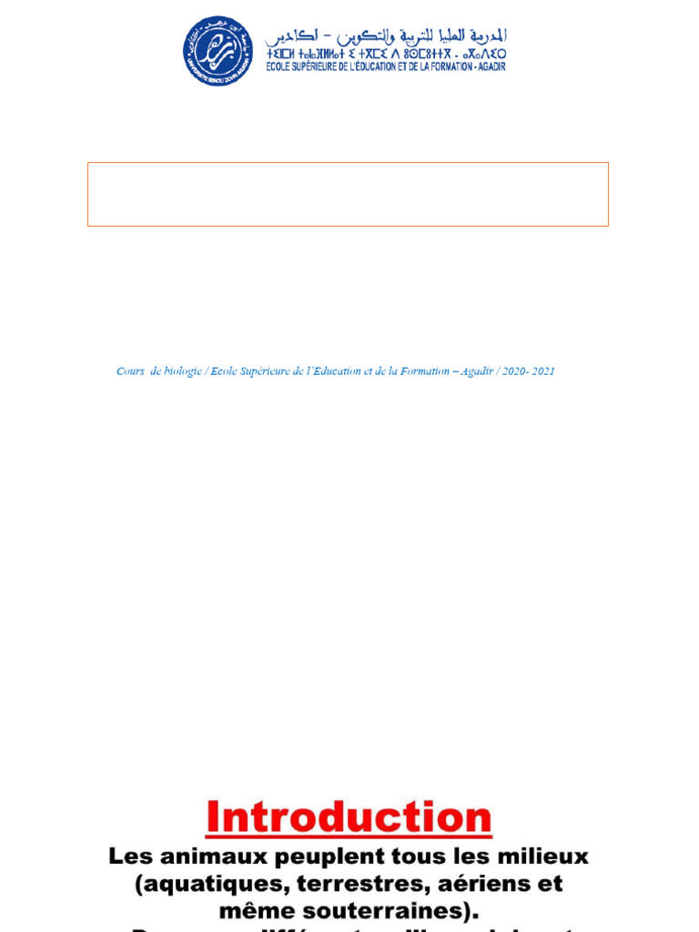 Adaptation des animaux à leur milieu | PDF