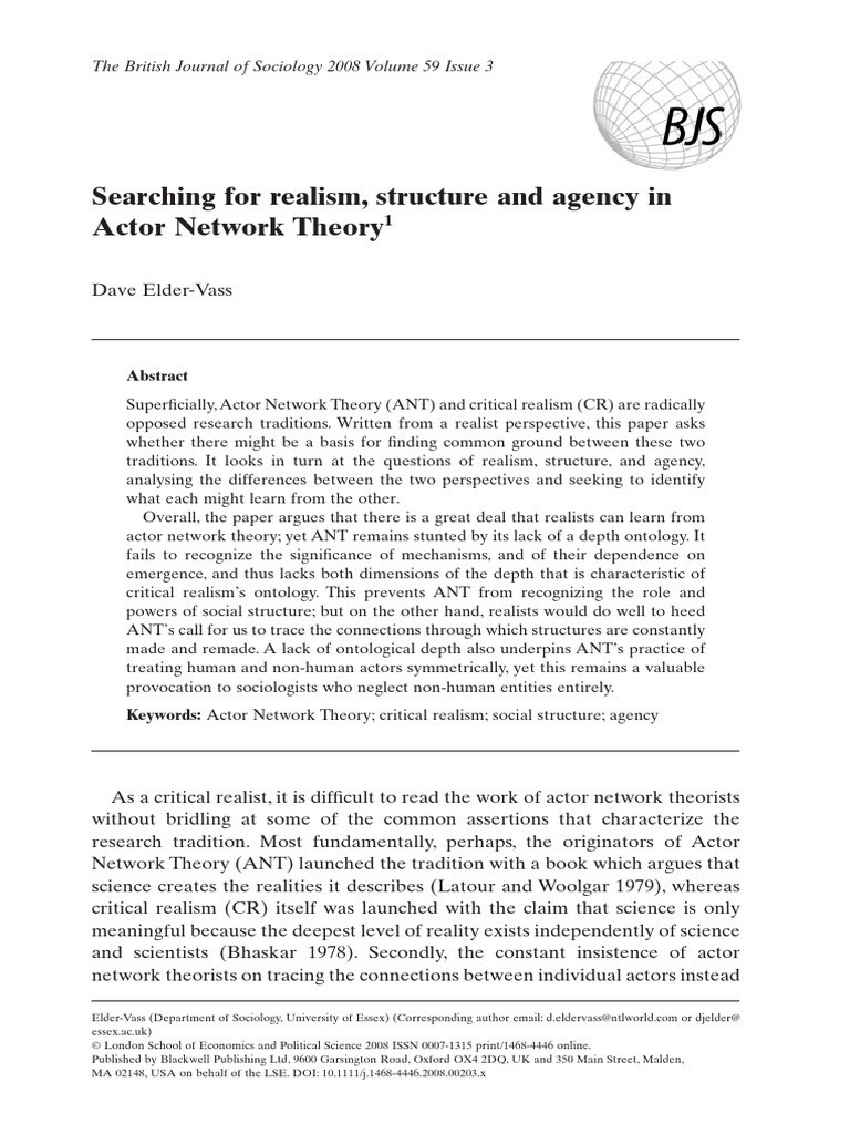 British Journal of Sociology - 2008 - Elder Vass - Searching For ...