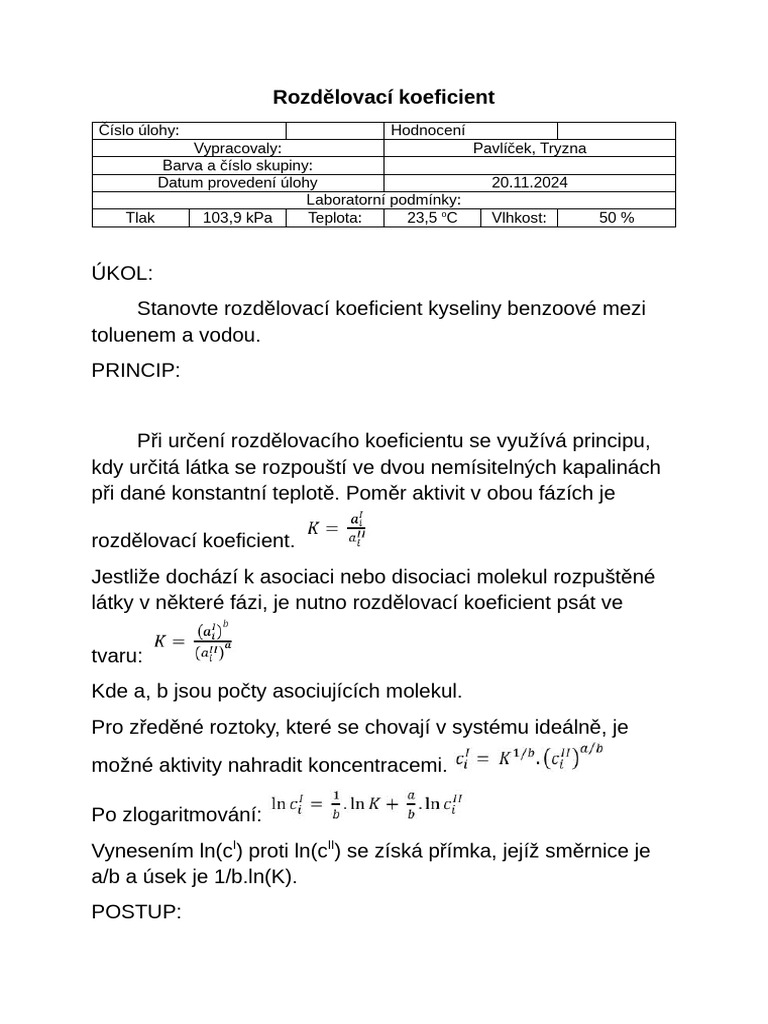 Rozdělovací Koeficient | PDF