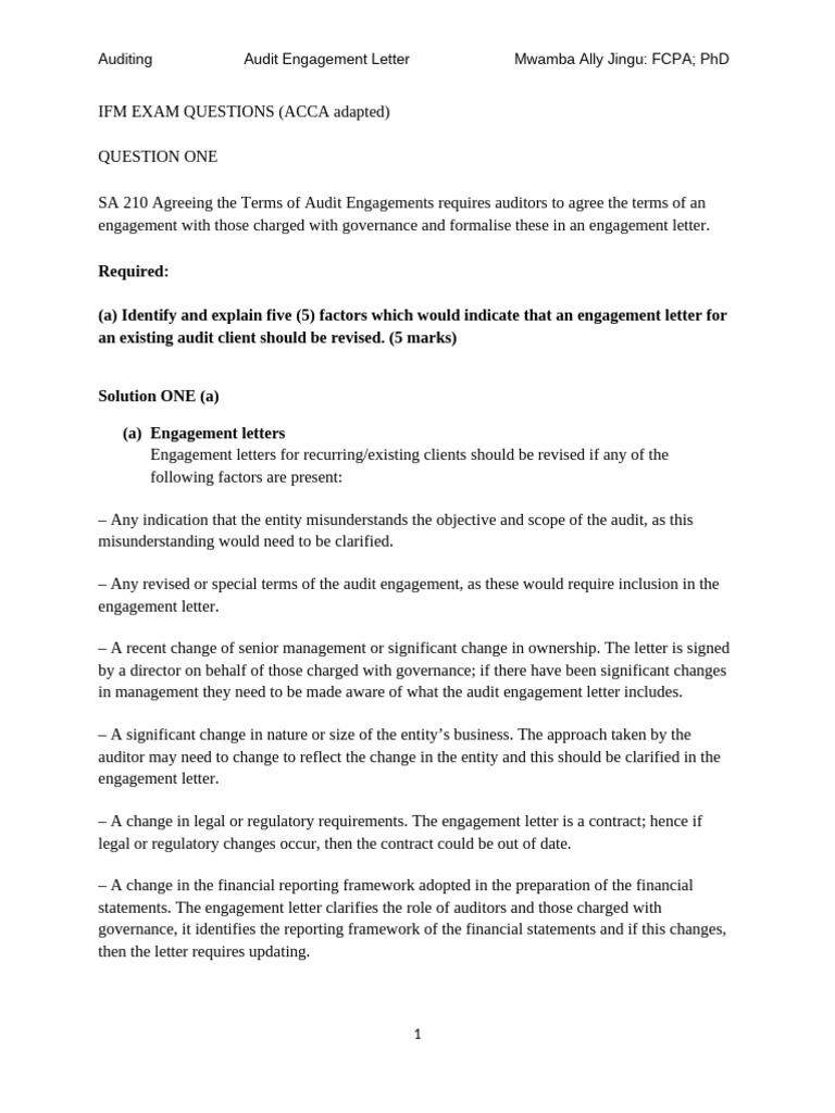 Ifm Exam Questions | PDF | Audit | Financial Statement