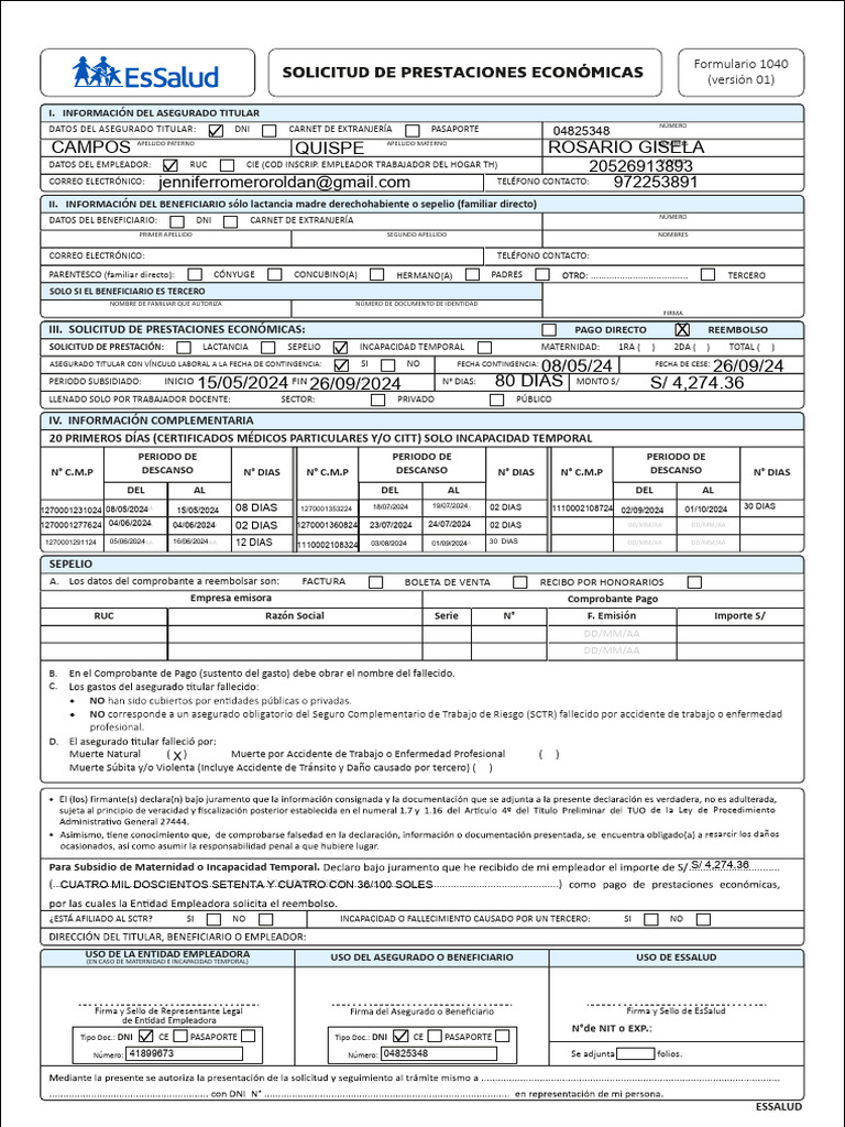 Formulario 1040 EsSalud 2023 | PDF | Documento de identidad