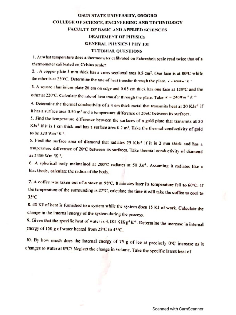 Physics 101 Tutorial Questions and Solutions Practice Exam | PDF