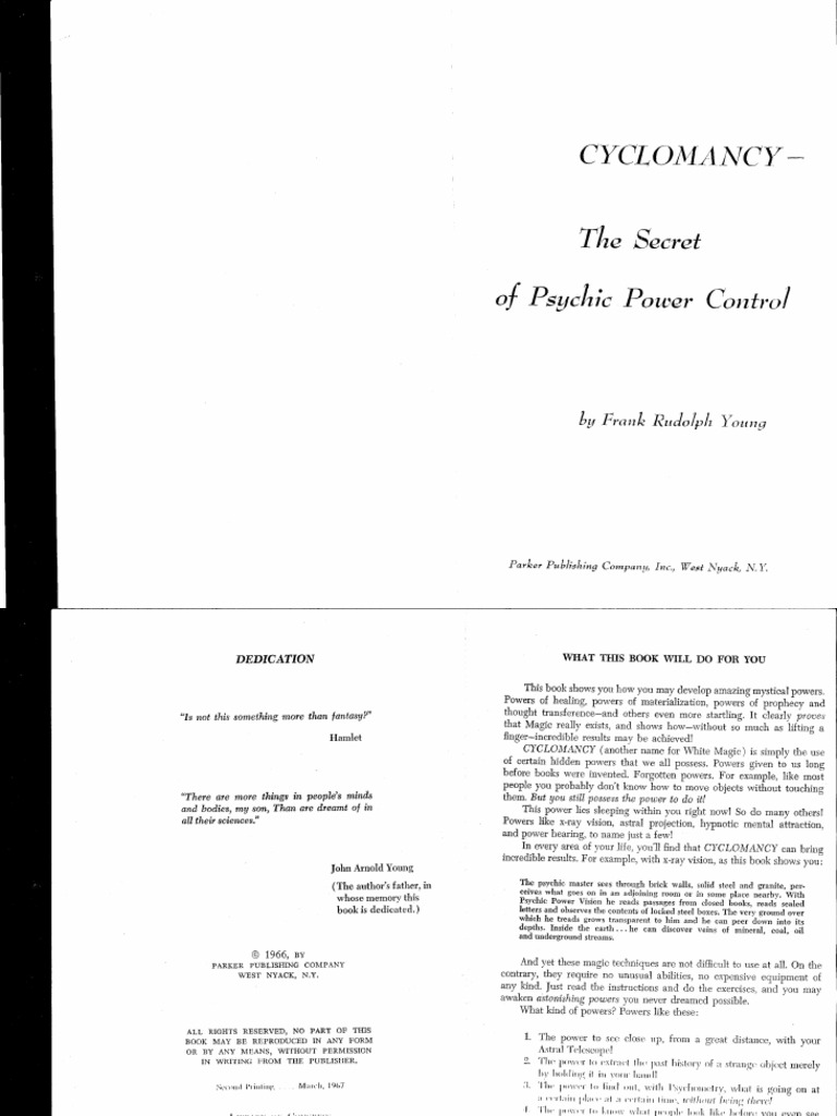 Cyclomancy the Secret of Psychic Power Control Frank Rudolph Young | PDF