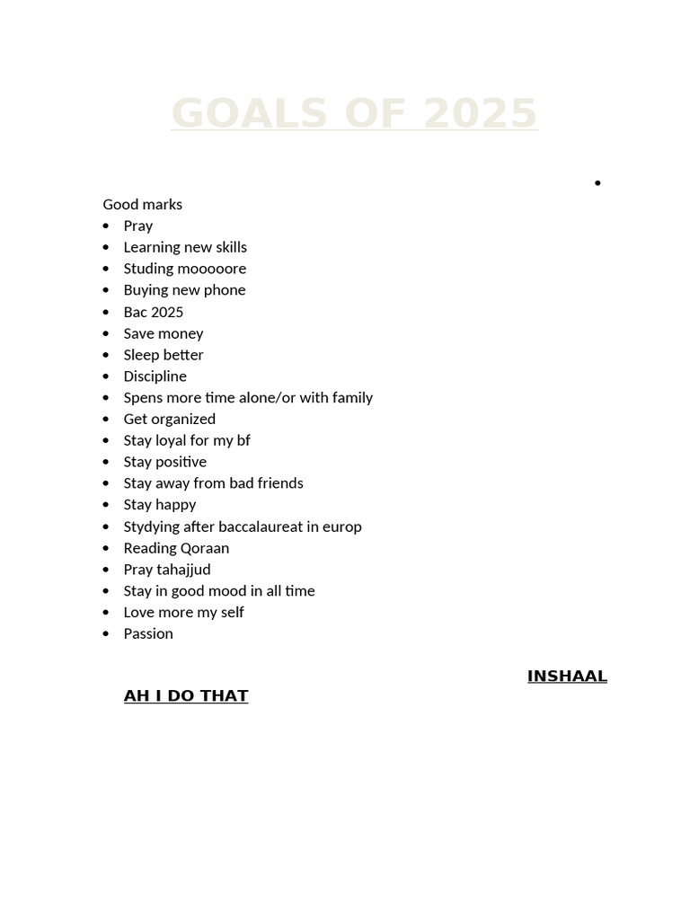 My Goals 2025 | PDF