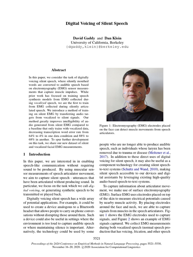 2020.emnlp-main.445 | PDF | Electromyography | Speech Recognition