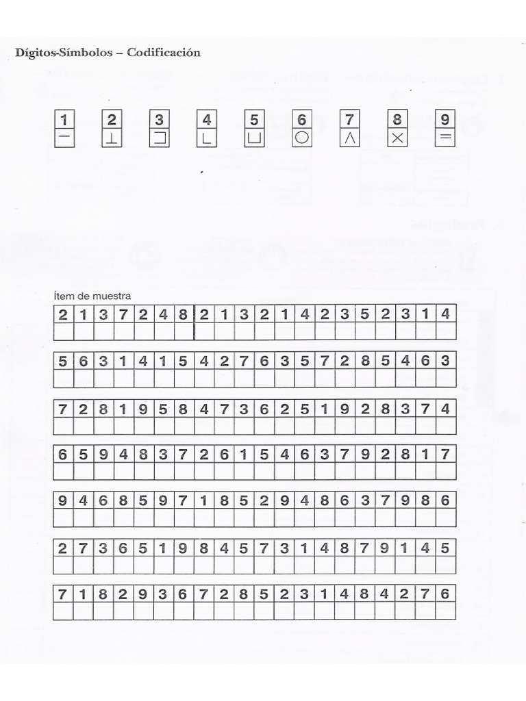 Test Digitos Simbolos | PDF